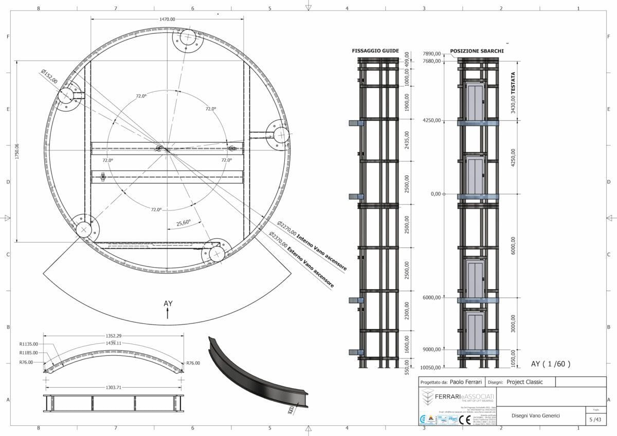 Cylindrical Elevator Shaft with Helical Staircase - Ferrari e Associati