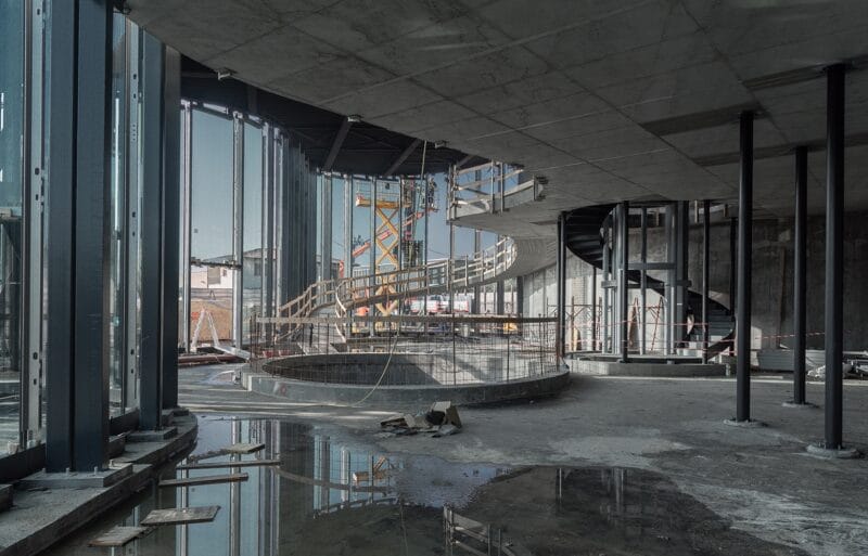 Cylindrical Elevator Shaft with Helical Staircase - Ferrari e Associati