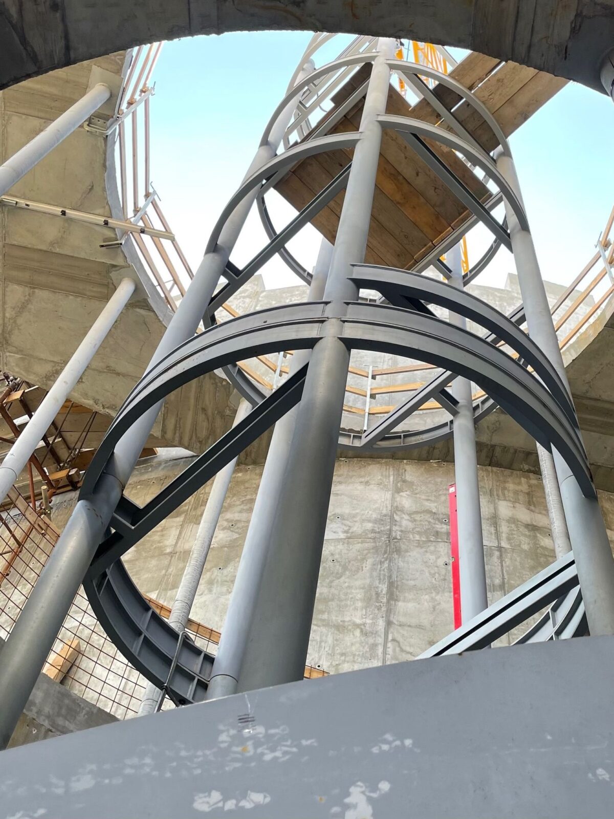 Cylindrical Elevator Shaft with Helical Staircase - Ferrari e Associati